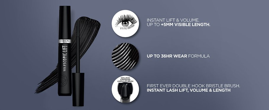 Telescopic Instant Lift Washable Mascara, Black - L'Oréal Paris ME